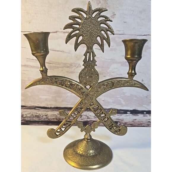 Accents | Brass Candlestick Holder National Emblem Coat Of Arms Of ...